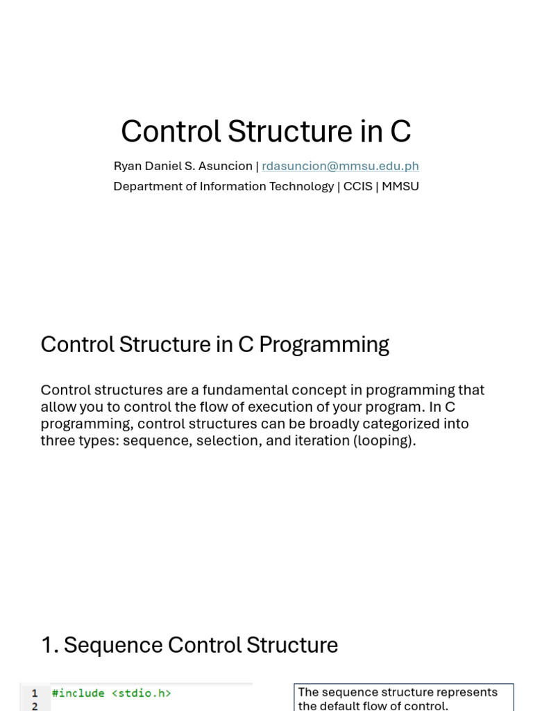 Lecture 8 - Control Structure | PDF | Control Flow | Computing
