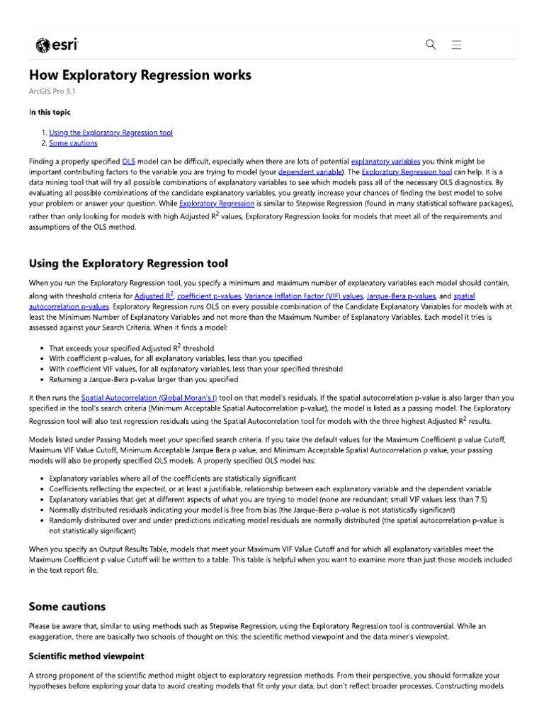 How Exploratory Regression Works | PDF