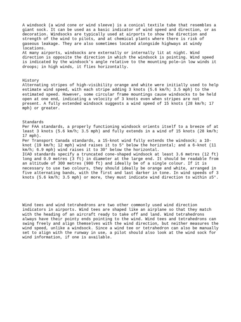 Windsock Usage and Standards | PDF | Meteorology