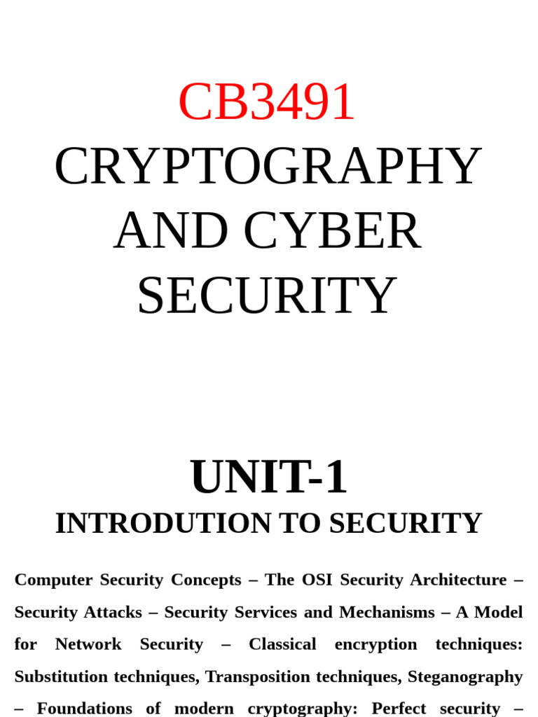 CCS-UNIT1 | PDF | Cryptanalysis | Cryptography