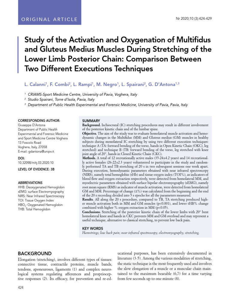 Muscle Activation in Ischiocrural Stretching | PDF | Electromyography