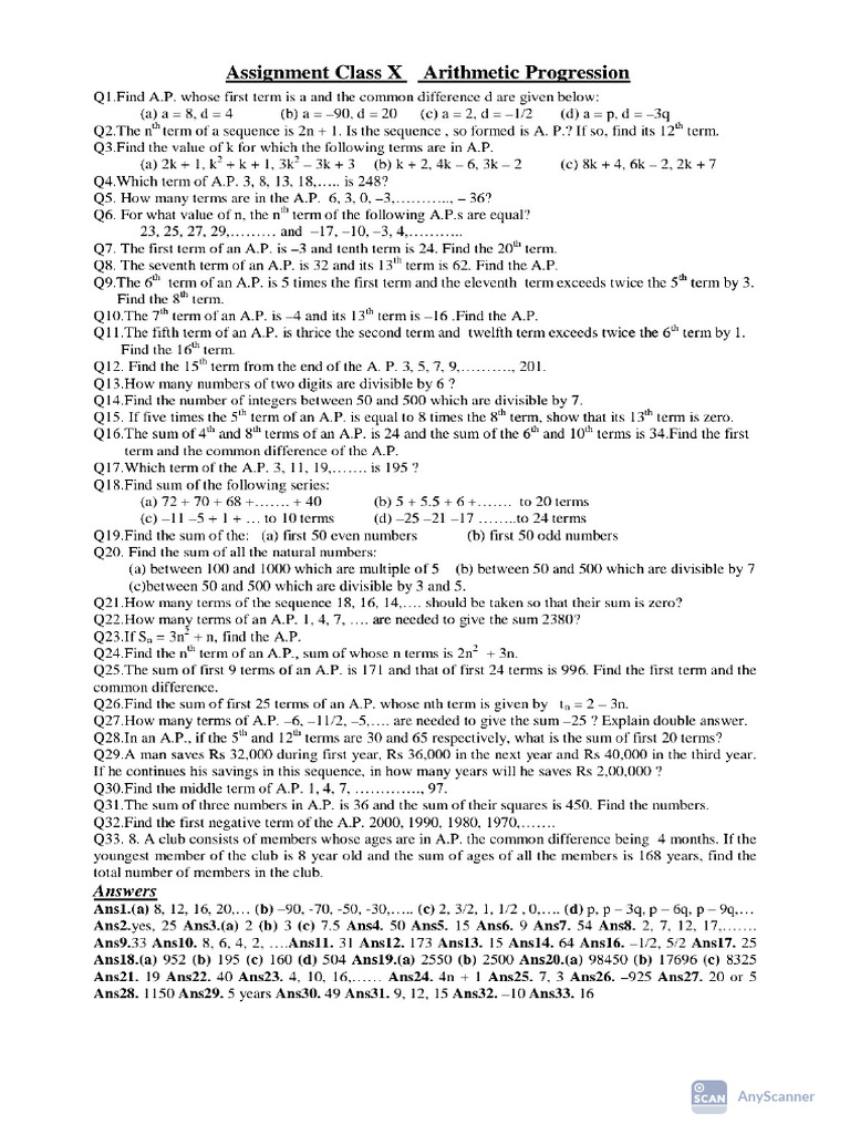 ch5 - Arithmetic Progressions Main | PDF