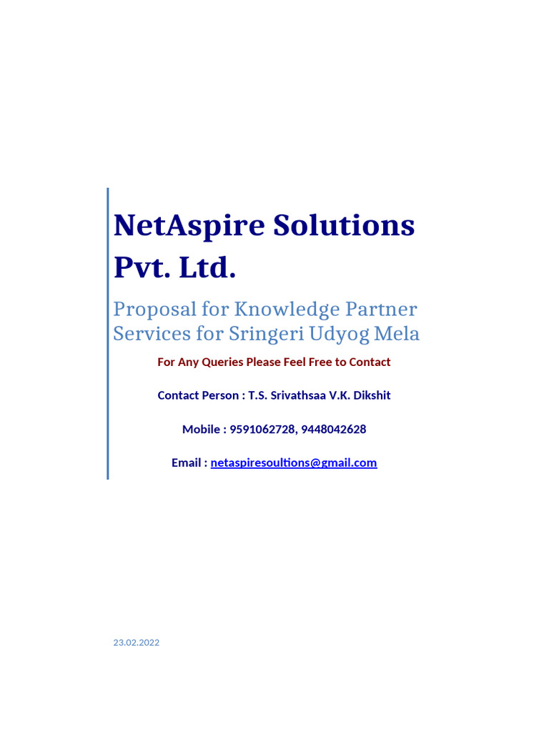 Udyog Mela Proposal | PDF | Business