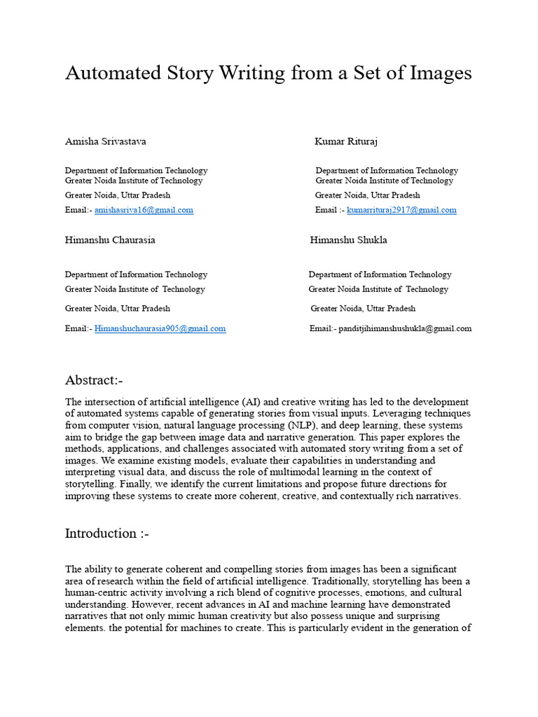 Automated Story Writing From A Set of Image1 | PDF | Artificial ...