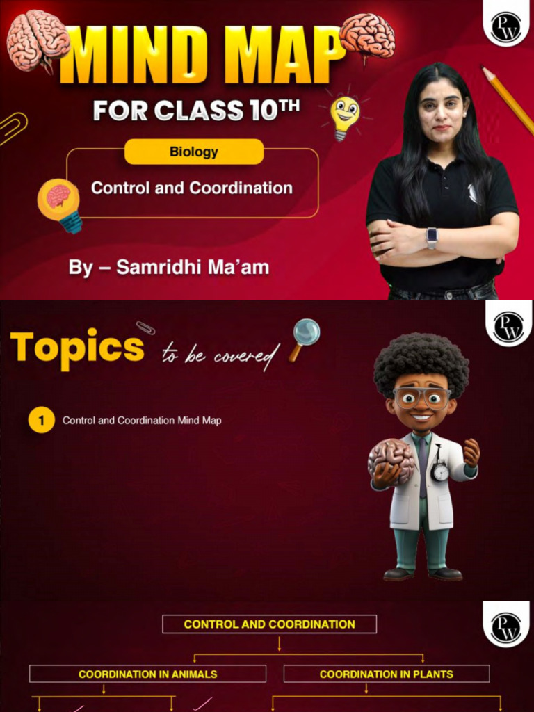 Control and Coordination - Class Notes - Class 10th Mind Map Series | PDF