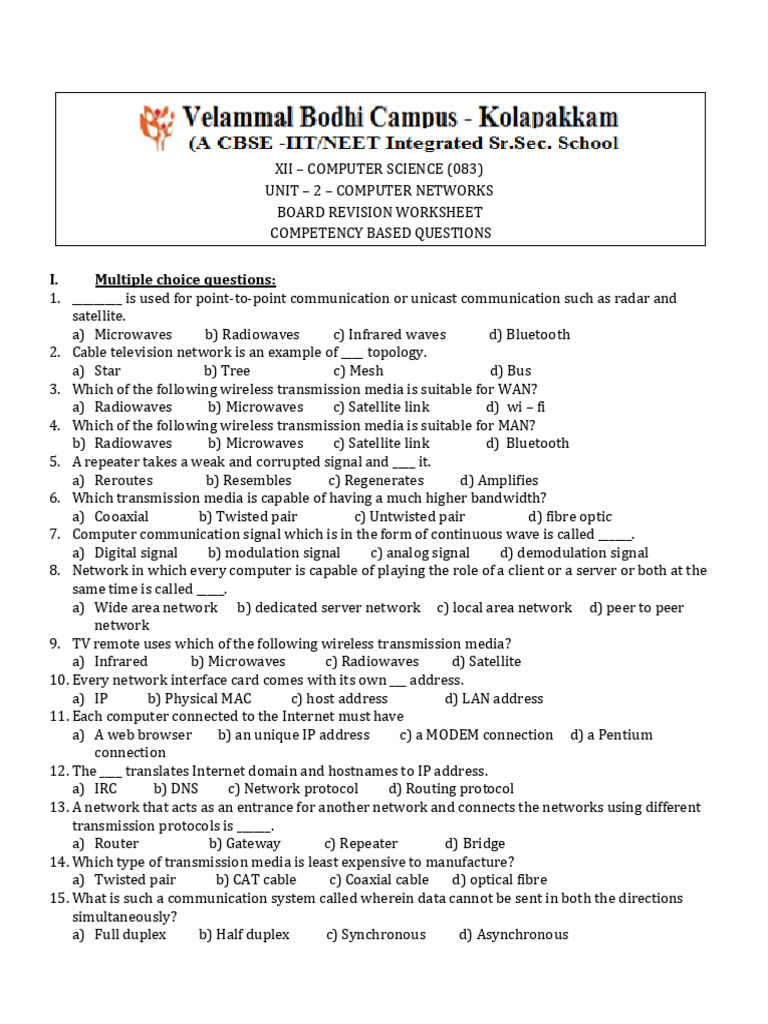 Board Revision Worksheet - Unit 2 | PDF | Computer Network | World Wide Web