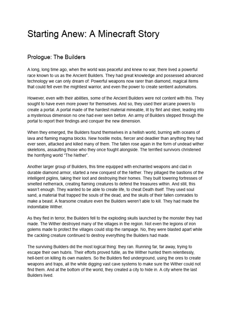 Starting Anew_ A Minecraft Story | PDF