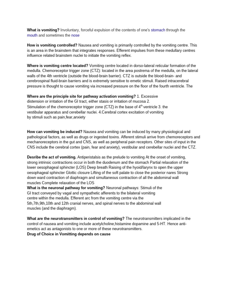 What is vomiting.docx_1415147703475 | PDF | Vomiting | Stimulus ...