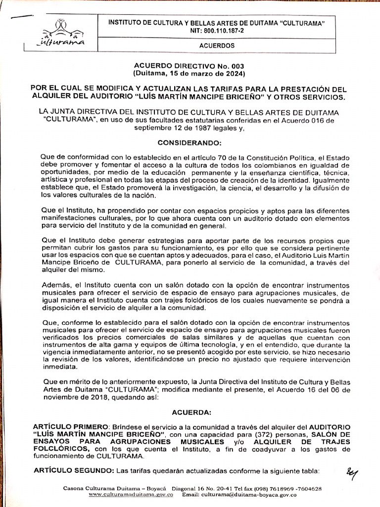 Acuerdo 003 Marzo 2024 | PDF