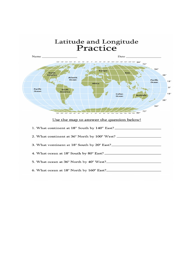World Map Latitude and Longitude Worksheet - 133863.png | PDF