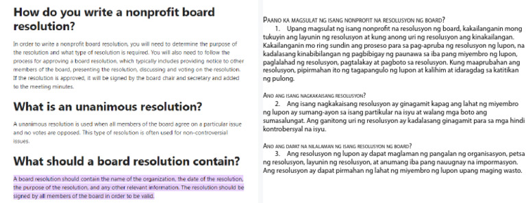 How Do You Write A Board Resolution Tagalog | PDF