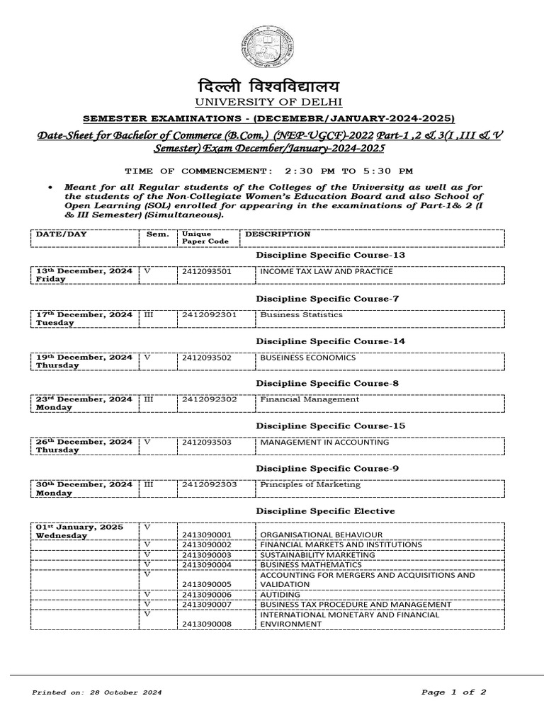 2024 10 29 NEP BCOM 23 Sem.V III I | PDF | Accounting | Business