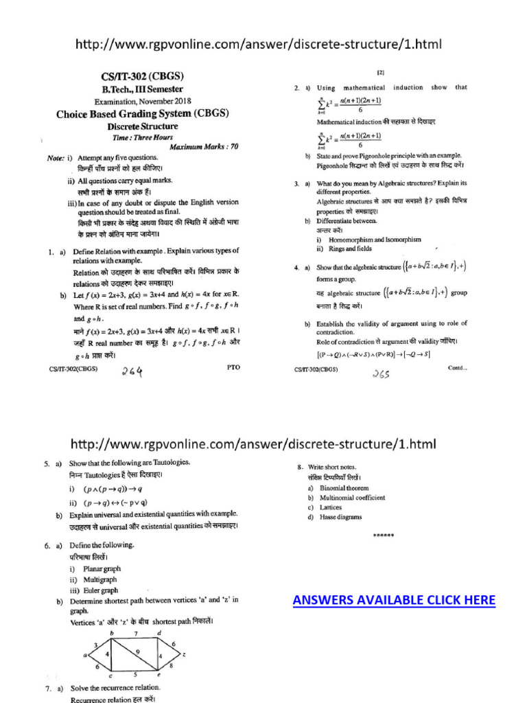 Cs It 302 Discrete Structure Nov 2018 | PDF