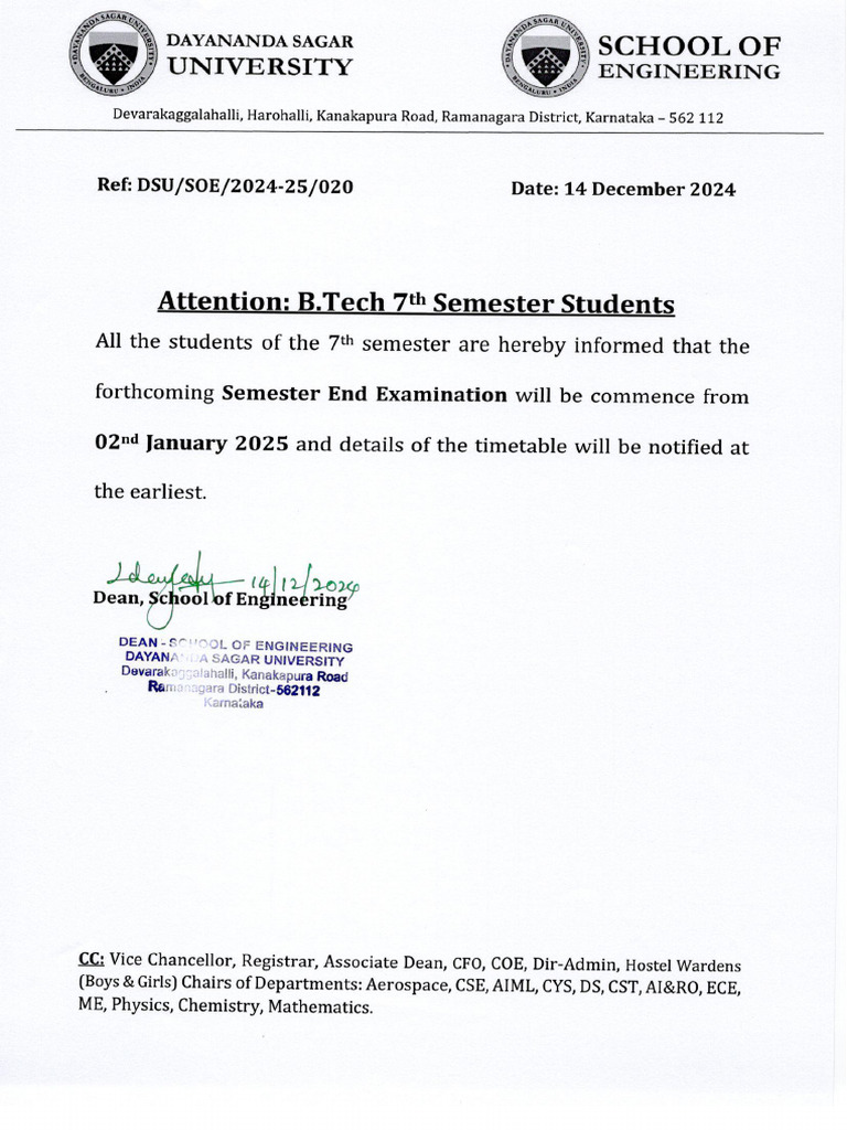 SEE Circular - 7th Sem | PDF