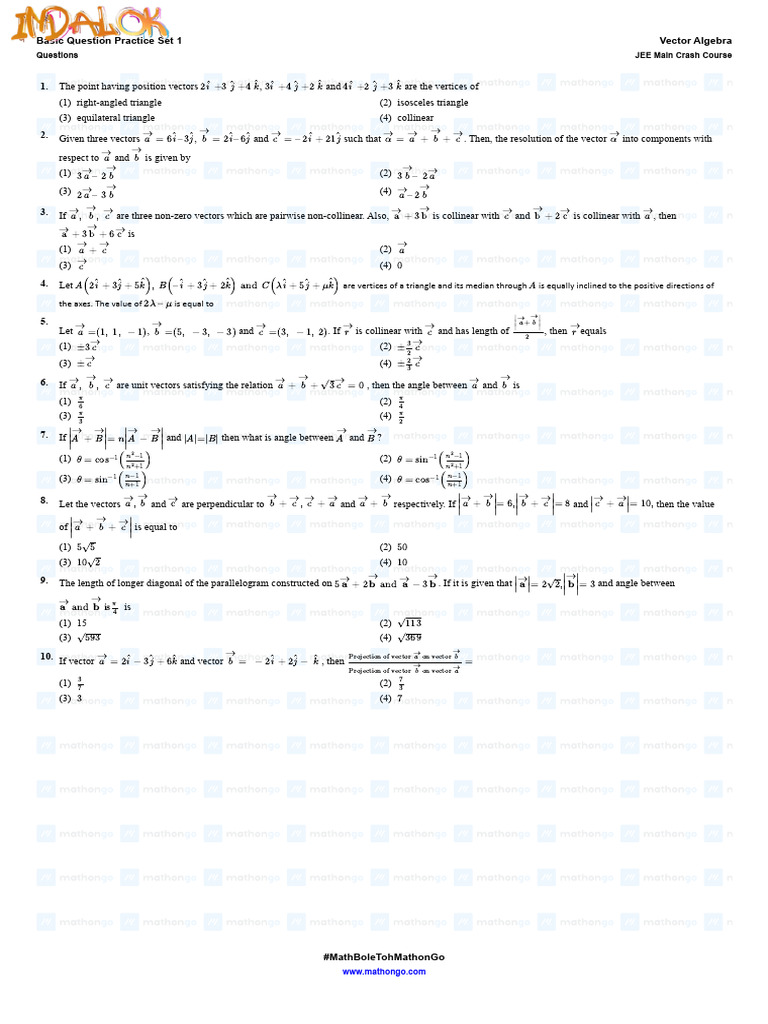 179 Qs - Practice Question Set 1 @IndAlok | PDF | Triangle | Geometry