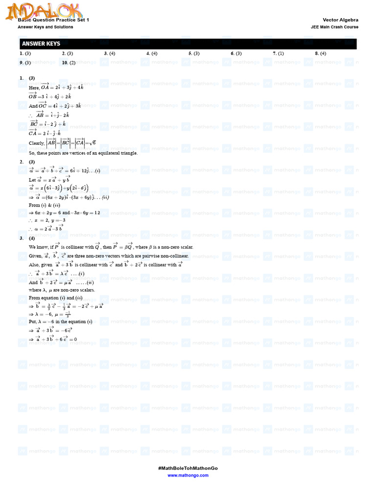 180 Sol - Practice Question Set 1 @IndAlok | PDF | Mathematical Objects ...