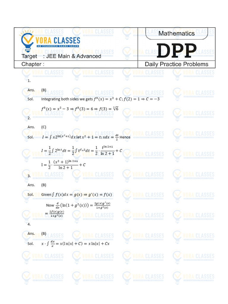 @teamhiddens Rebounce Lectures Maths Indefinite Integration DPPs | PDF