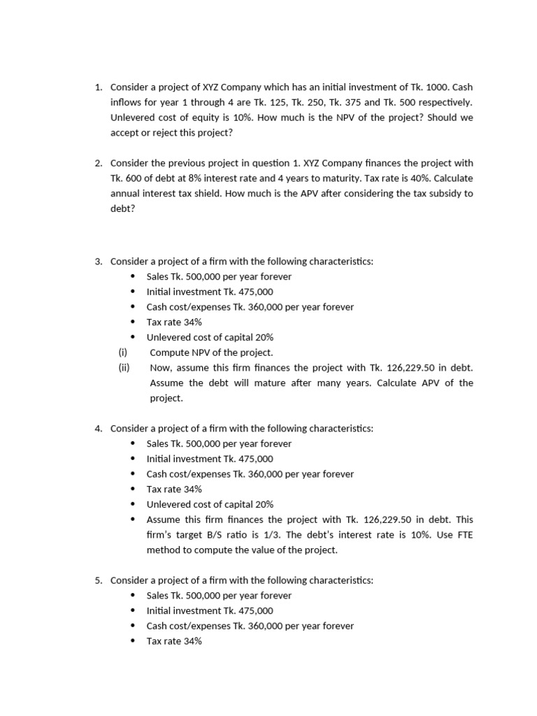 Cap. Budgeting For Levered Firm | PDF | Cost Of Capital | Debt