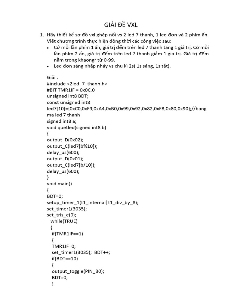 GIẢI ĐỀ VXL | PDF