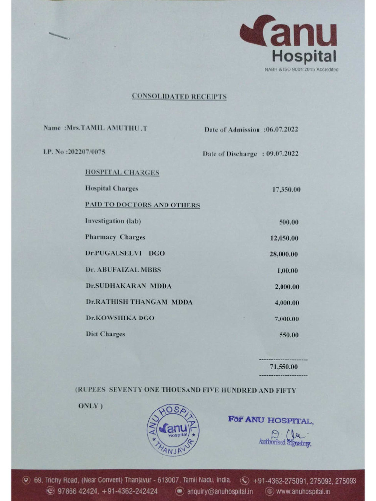Tamil Amuthu Consolidated Bill | PDF