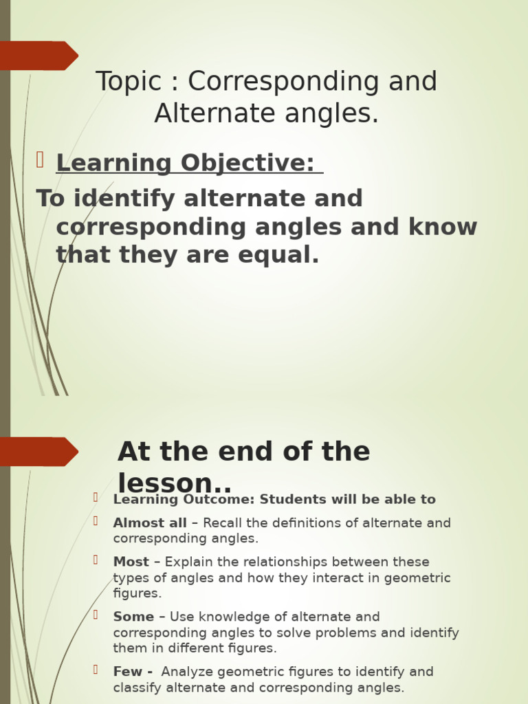 Understanding Alternate and Corresponding Angles | PDF | Angle | Learning