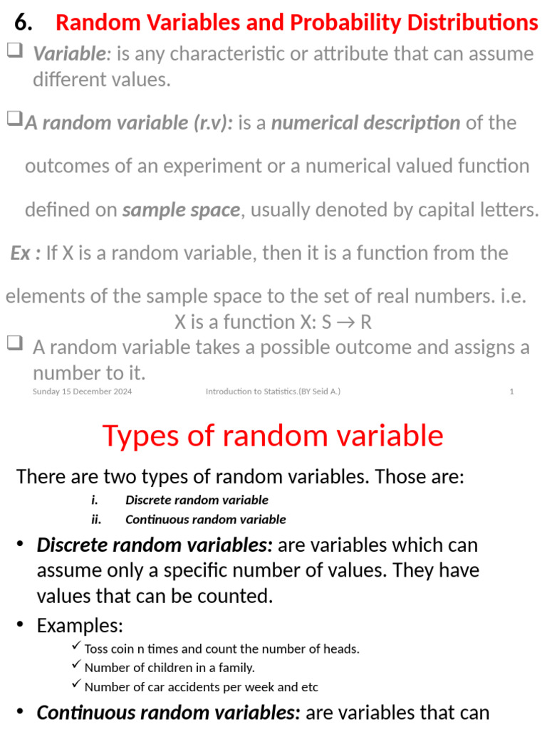 Introduction to Random Variables | PDF | Probability Distribution | Random Variable