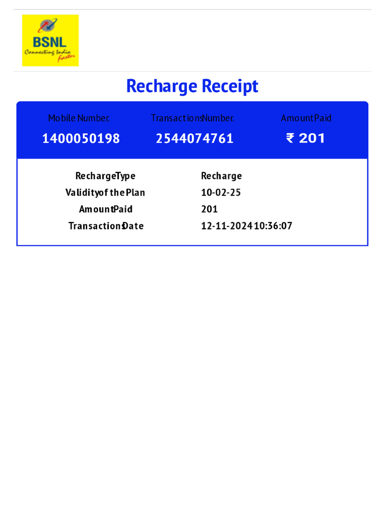 Bsnl Receipt | PDF