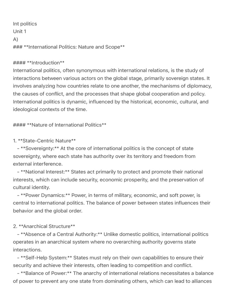 International Politics | PDF | International Relations | System