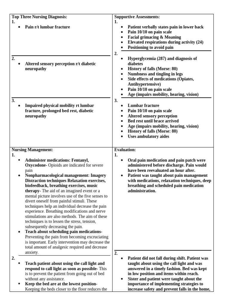 Mini Care Plan 1 | PDF | Pain | Peripheral Neuropathy