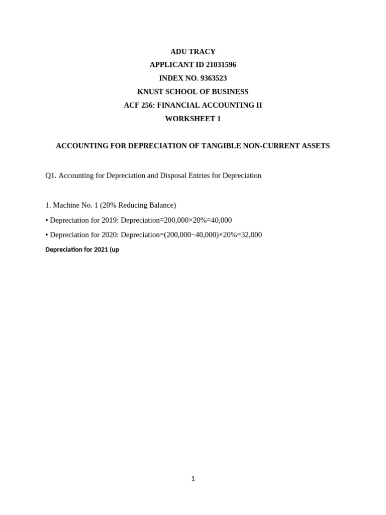 Practice Set 1 - Depreciation Accounting | PDF
