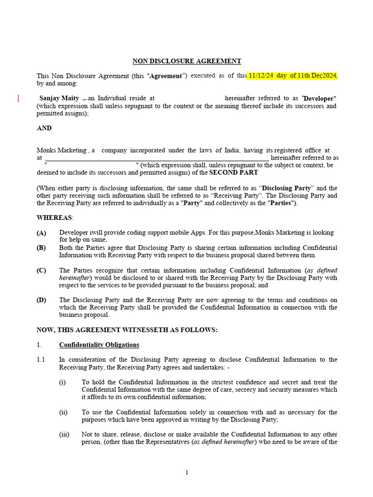 NDA | PDF | Legal Remedy | Confidentiality