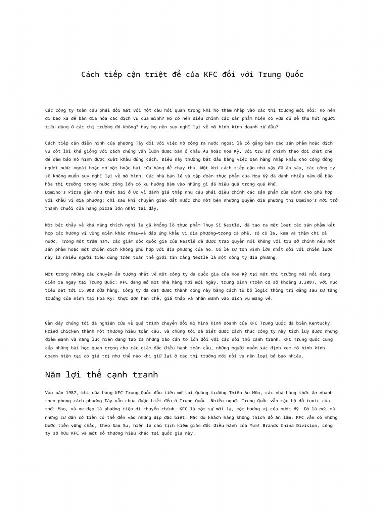 Case KFC Rapid Expansion in China 1 | PDF