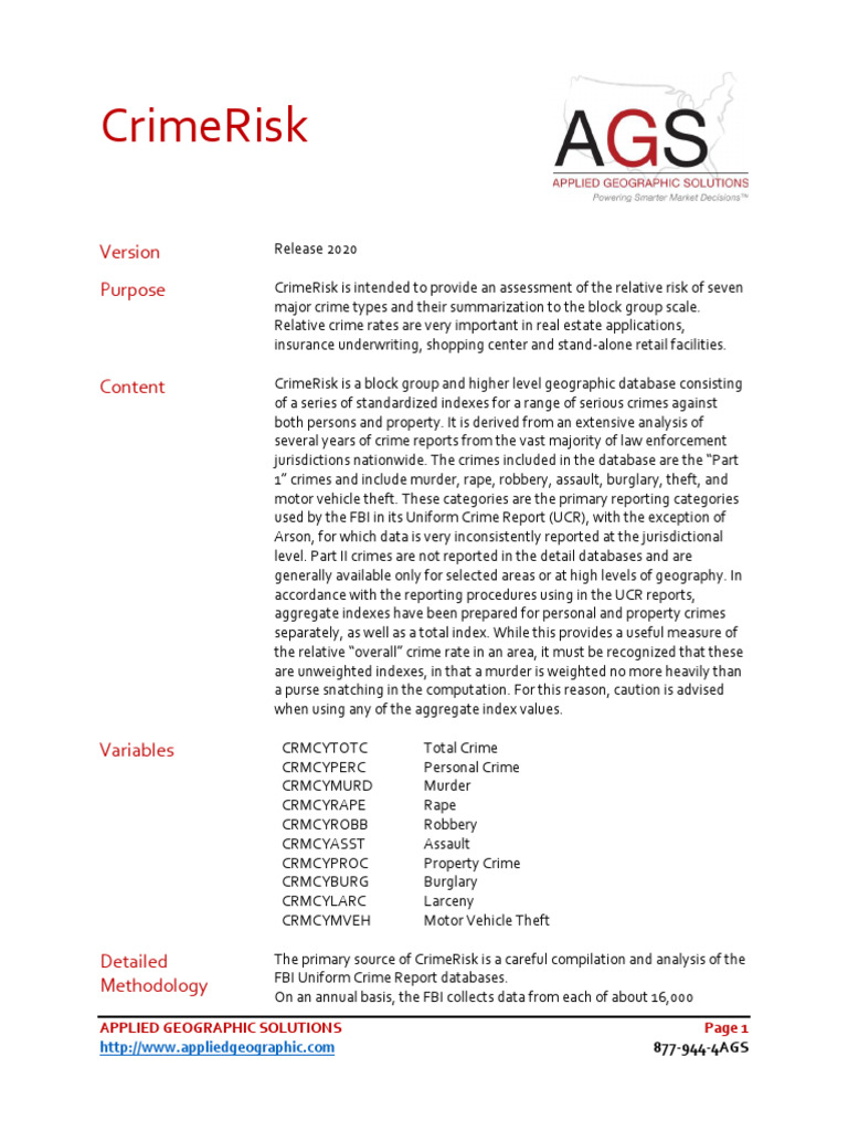AGS CrimeRisk Methodology 2020A 3 | PDF | Uniform Crime Reports | Theft