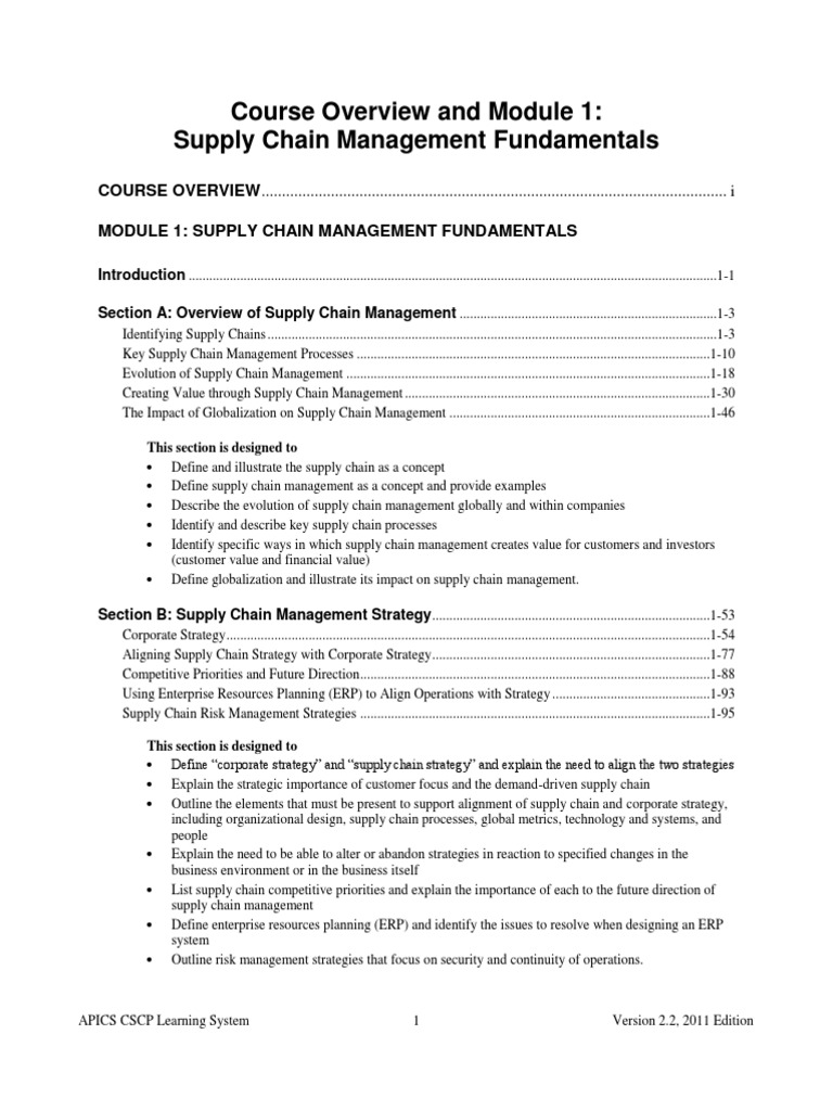 CSCP Course Outline and Syllabus | PDF | Enterprise Resource Planning ...
