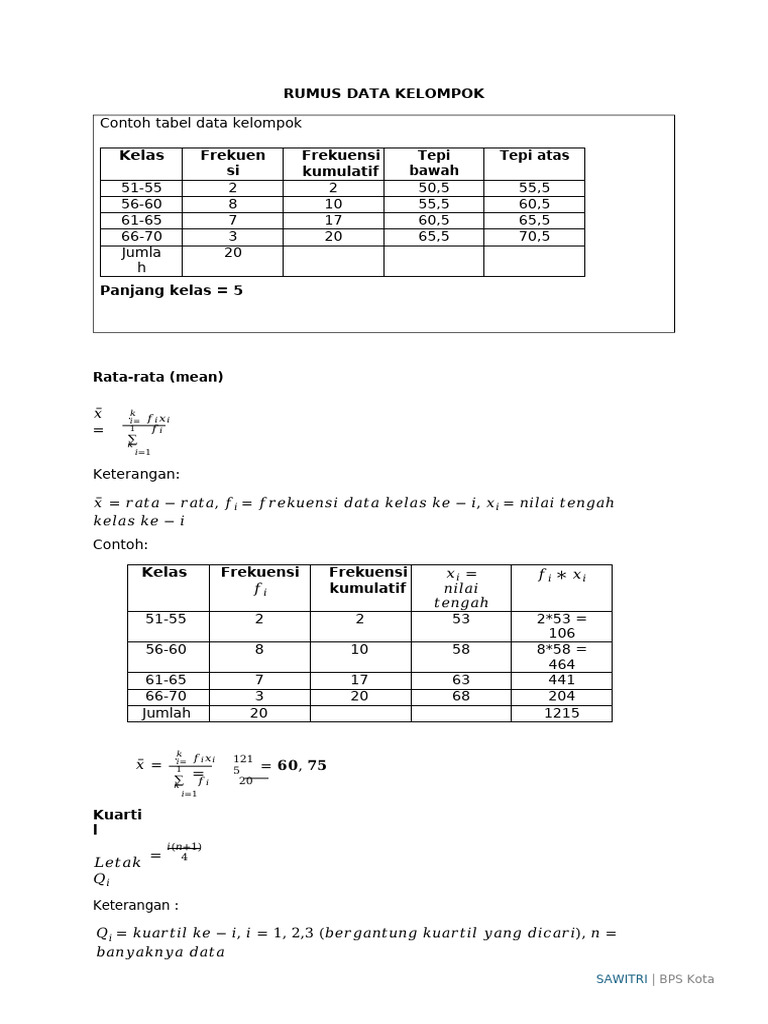 Rumus Data Kelompok | PDF