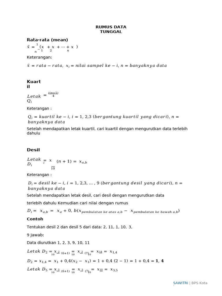 Rumus Data Tunggal | PDF