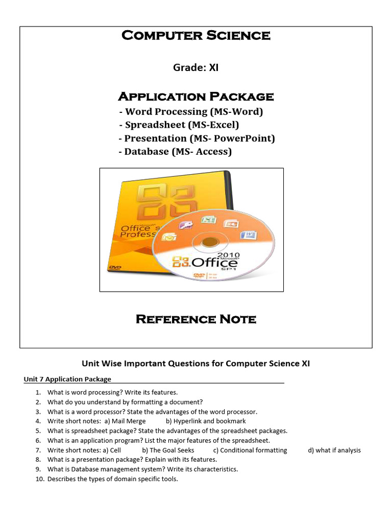 Unit-4-Application-Package-1 | PDF | Databases | Microsoft Excel
