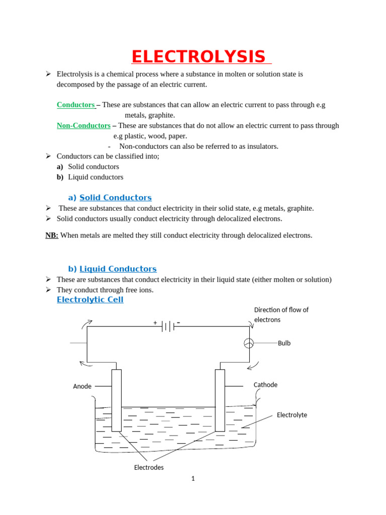 Electrolysis | PDF | Redox | Anode