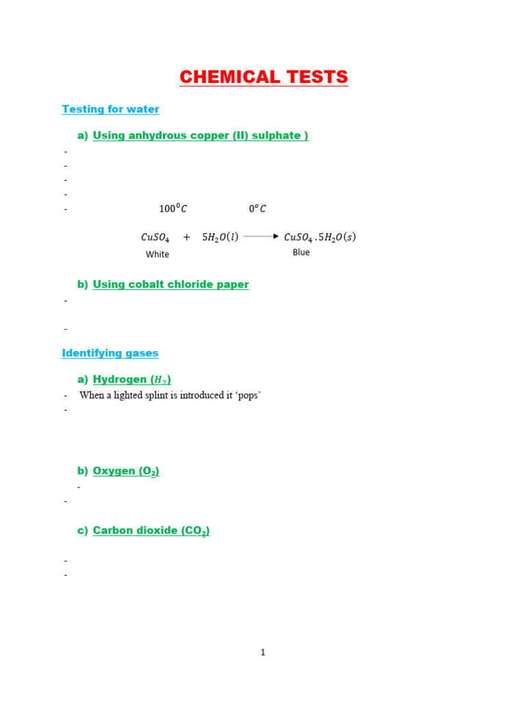 Chemical Tests | PDF | Precipitation (Chemistry) | Ammonia