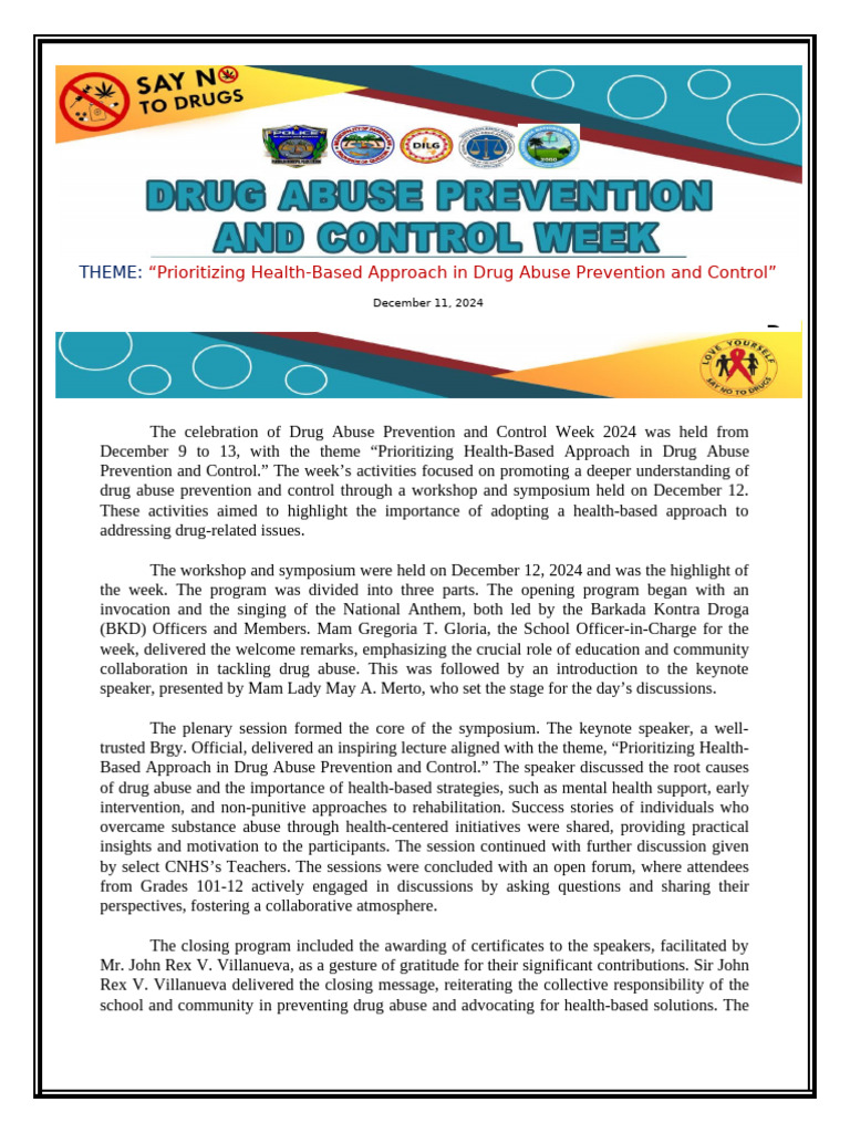 Drug Abuse Week Narrative Report 2024 | PDF