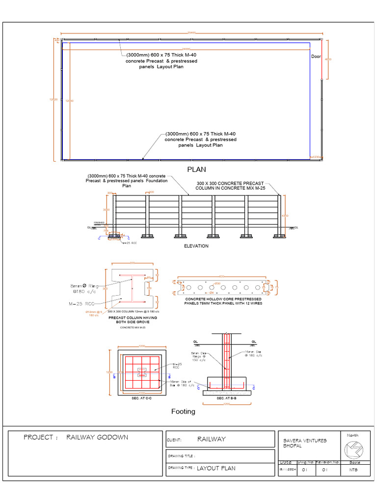 Godown Precast Plan | PDF | Precast Concrete | Prestressed Concrete