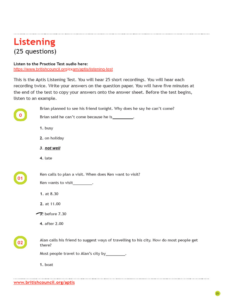 Aptis Listening Test Practice Guide | PDF