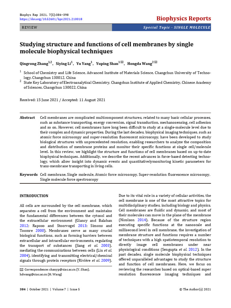 Studying Structure and Functions of Cell Membranes | PDF | Microscopy ...