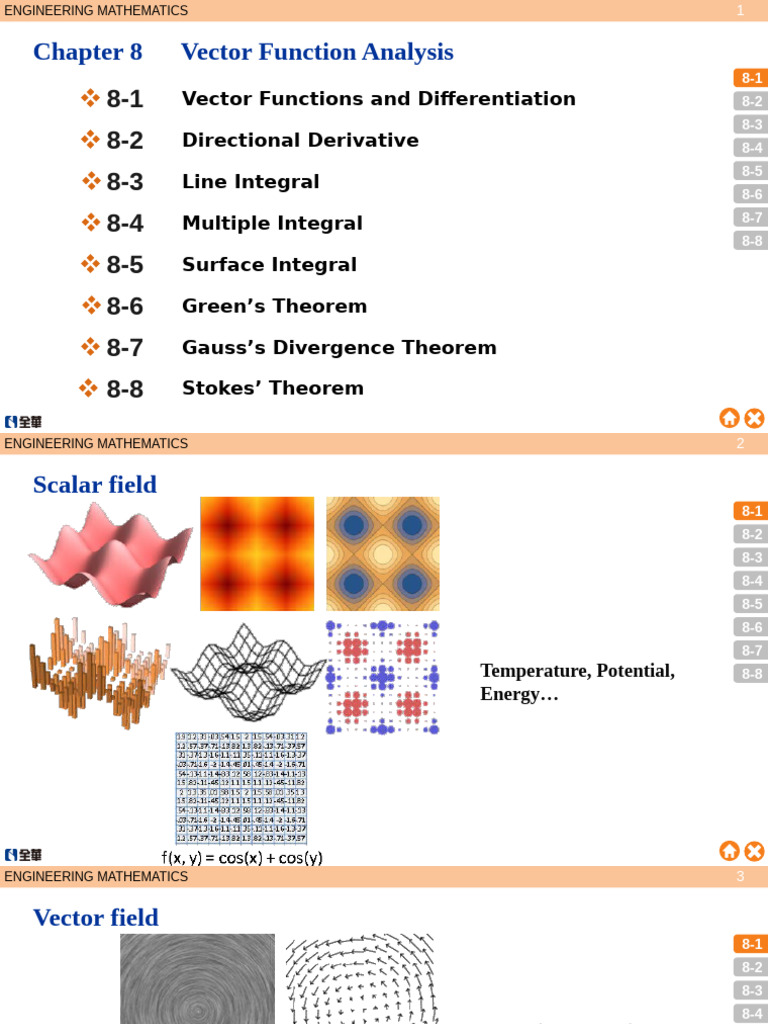 Engineering Mathematics CH08 Vector Function Analysis | PDF