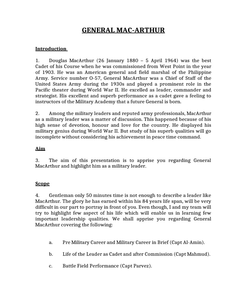 MacArthur: Leadership and Legacy | PDF | Douglas Mac Arthur | Korean War