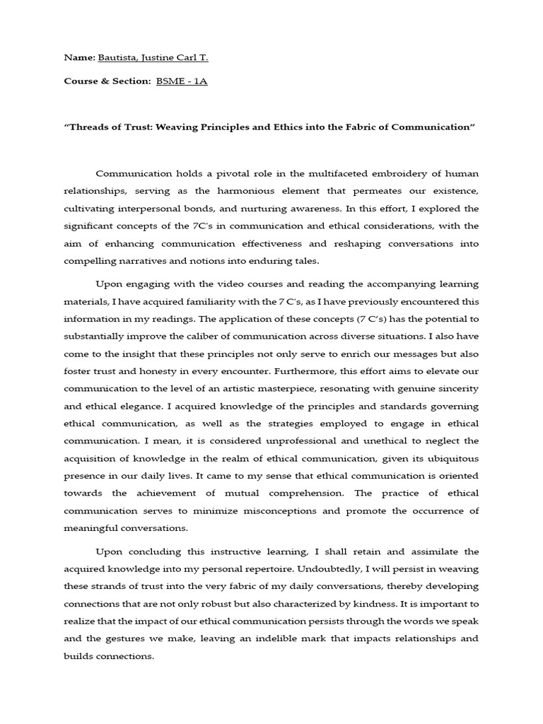 Reflection - Pcom - 2ND Lesson | PDF