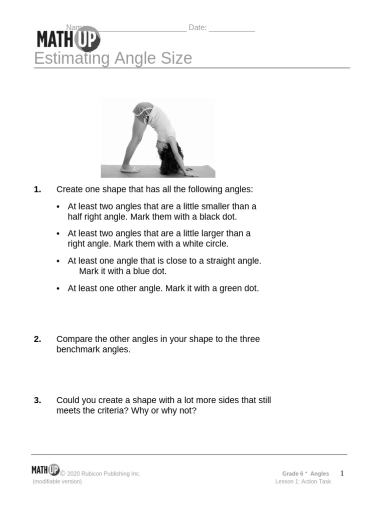 Estimating Angle Sizes Activity | PDF