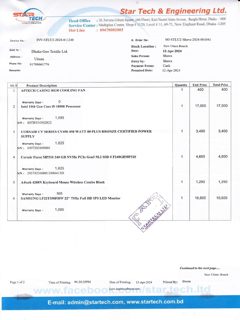 Computer Invoice | PDF