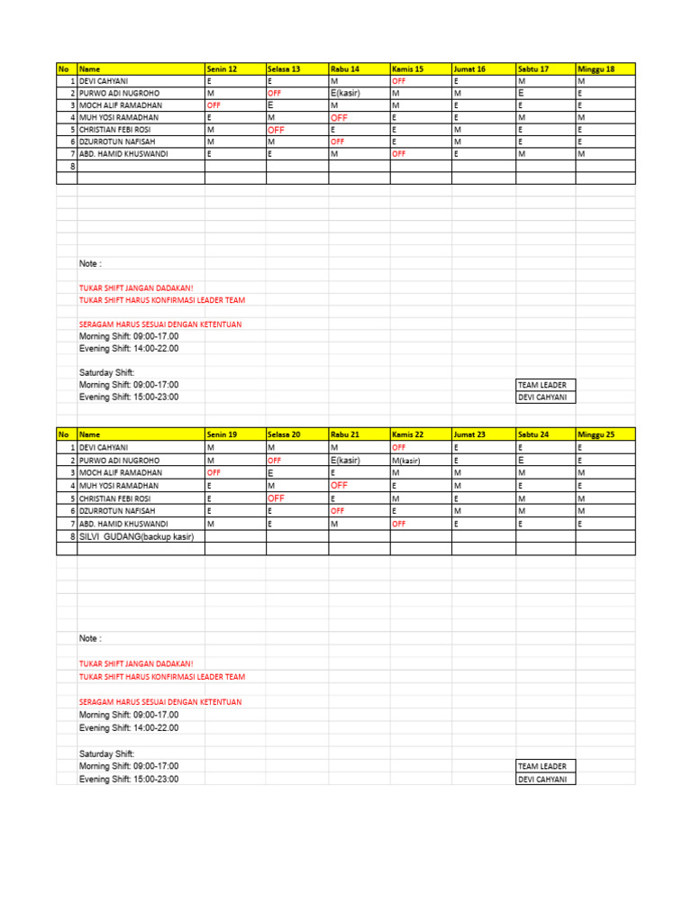 SCHEDULE 12-25 Agust | PDF
