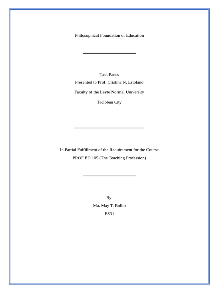 Philosophical Foundation of Education | PDF